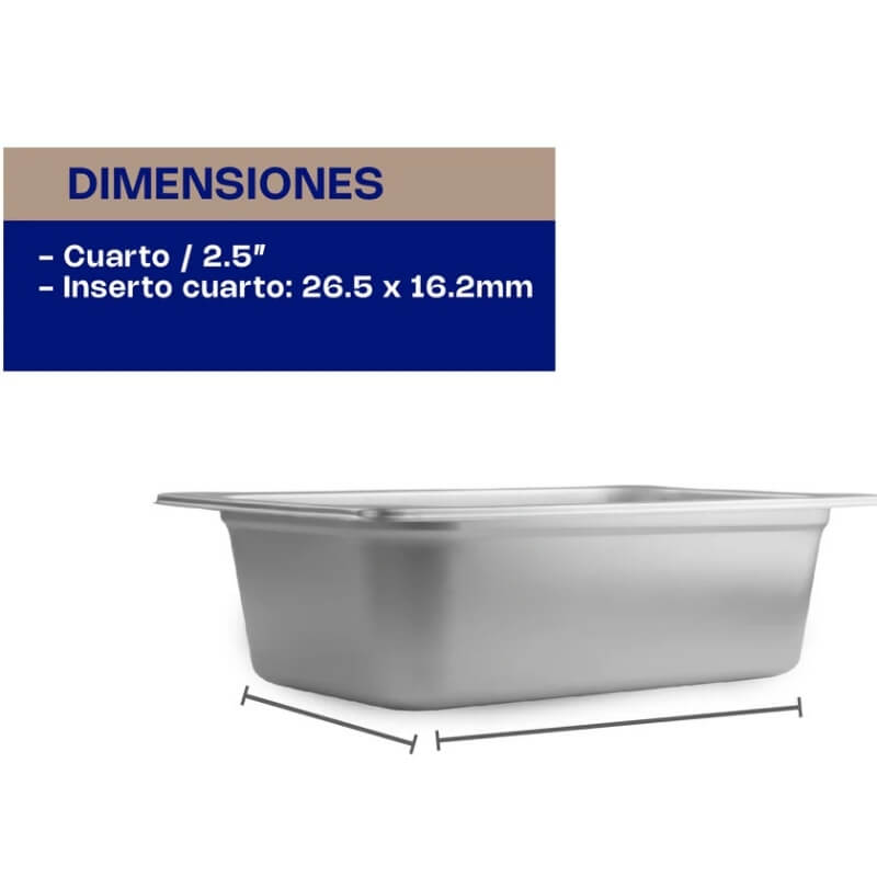 INAC-2.5 CALEDONIA Inserto Cuarto 2.5″ / 1.8 Litros de Acero Inoxidable 26.5 x 16.2 x 6.35 cm ...