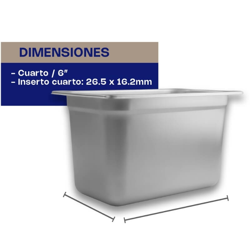 INAC-6 CALEDONIA Inserto Cuarto 6″ / 4.1 Litros de Acero Inoxidable 26.5 x 16.2 x 15.24 cm ...
